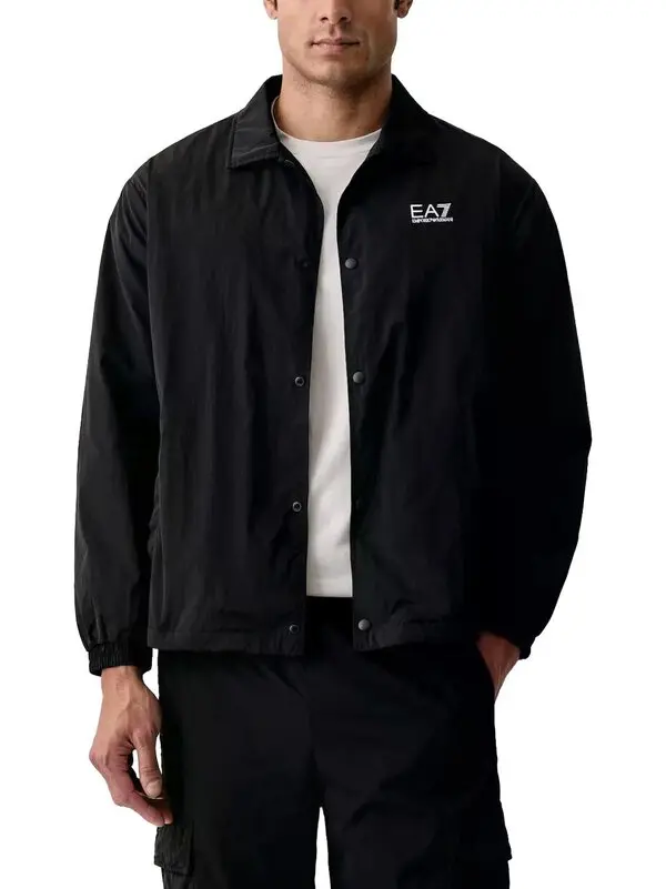 EA7 Logo-print Press-stud Jacket - Black