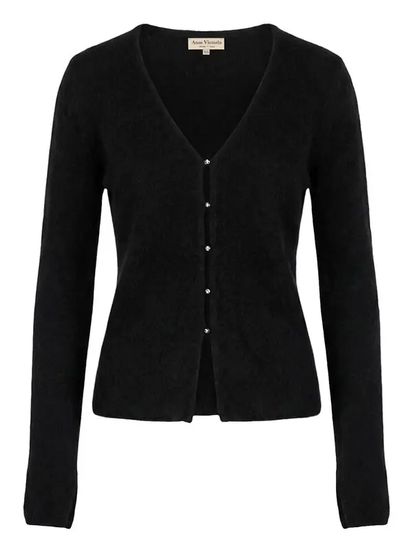 ANSE VICTORIN Letizia Silk Cashmere Cardigan - Black