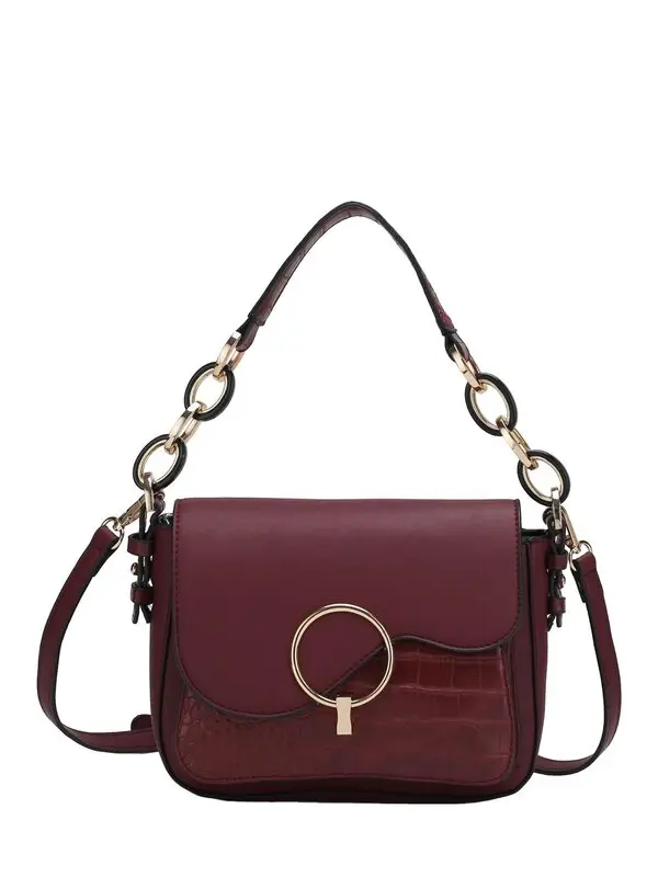 MKF COLLECTION BY MIA K. Fanta Croc Shoulder Bag Wine - Red