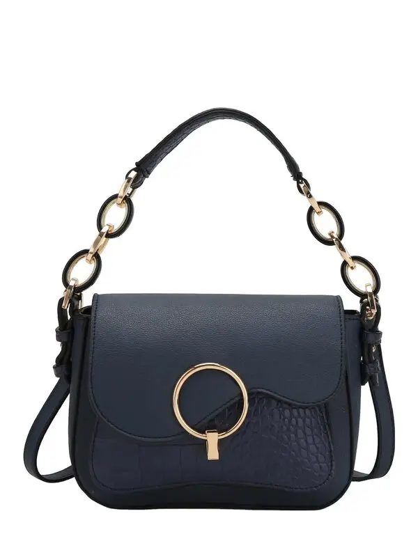 MKF COLLECTION BY MIA K. Fanta Croc Shoulder Bag Navy - Blue