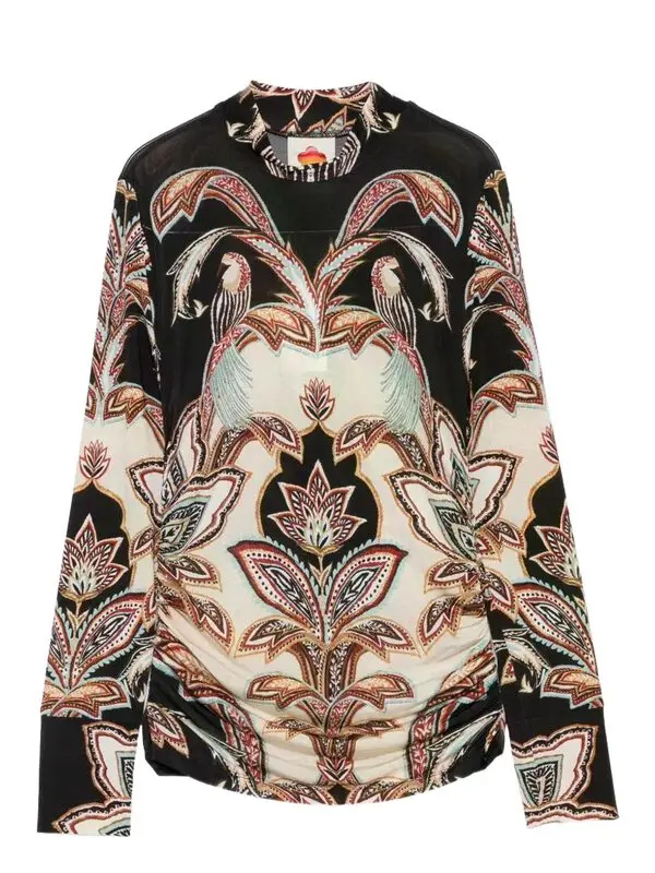 Farm Rio Graphic-print Long-sleeve T-shirt - Black