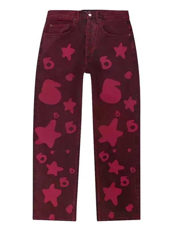 SP5DER Beluga Star-print Straight-leg Jeans - Red