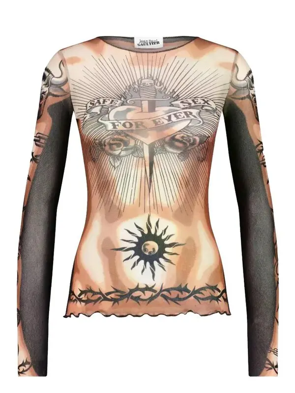 JEAN PAUL GAULTIER Re-edition The Safe Sex Tattoo Top - Neutrals