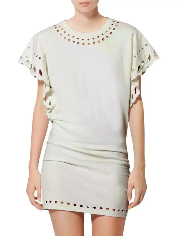 Isabel Marant Étoile Laser-cut Ruffled Mini Dress - Neutrals