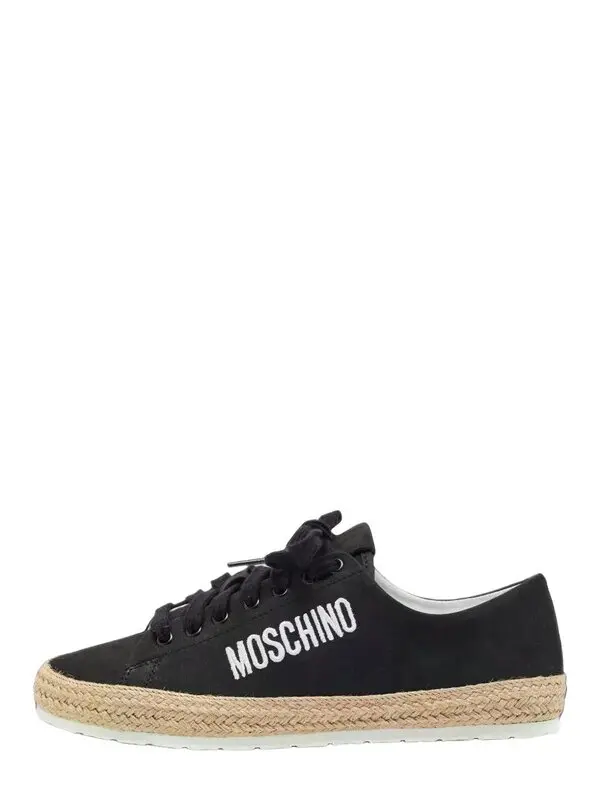 Moschino Nubuck Leather Espadrille Sneakers - Black