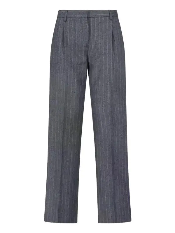 LARDINI Pinstripe-pattern Pleated Trousers - Grey