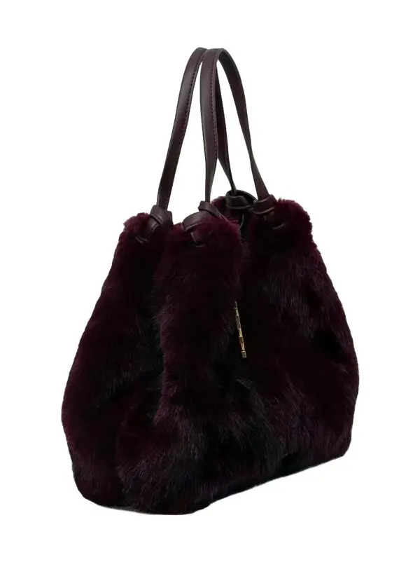 Dkny Medium Paula Faux-fur Logo-pendant Tote Bag - Red