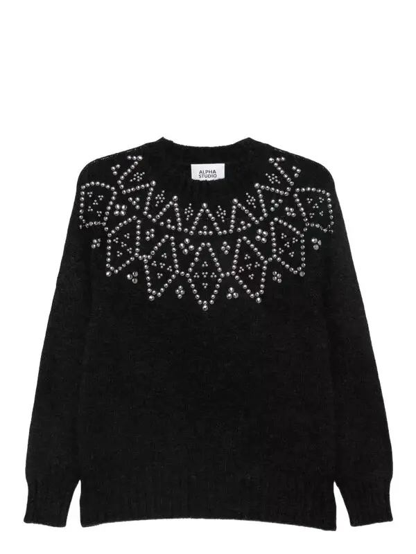 Alpha Studio Stud-embellished Sweater - Black