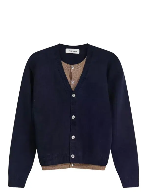 TONYWACK Layered-effect Button-up Cardigan - Blue