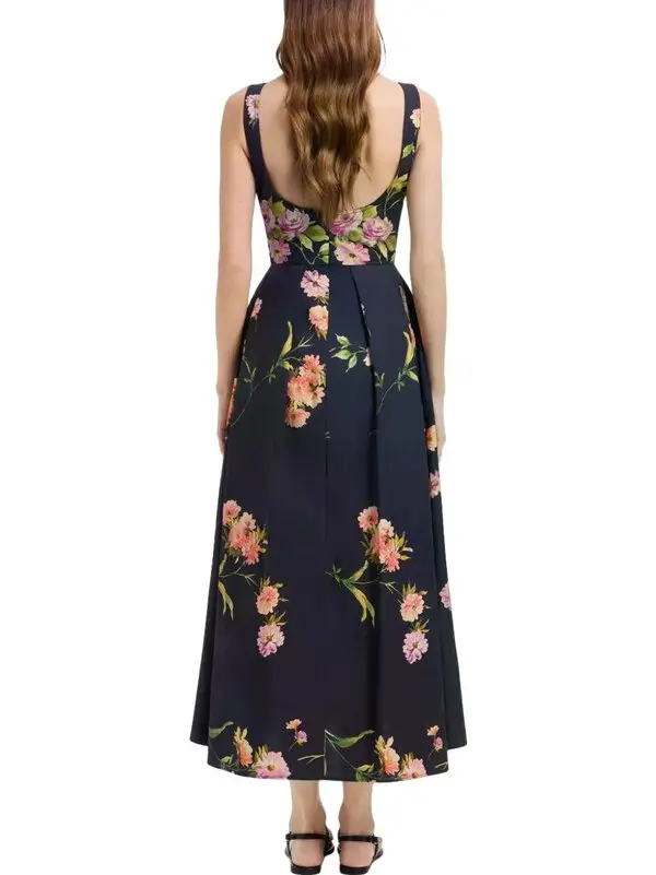Elie Saab Floral-print Midi Dress - Blue