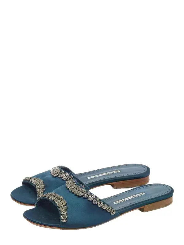 Manolo Blahnik Martamod Crystal-embellished Slides - Blue