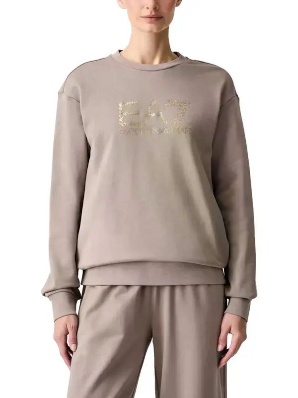 EA7 Logo-print Crewneck Sweatshirt - Neutrals