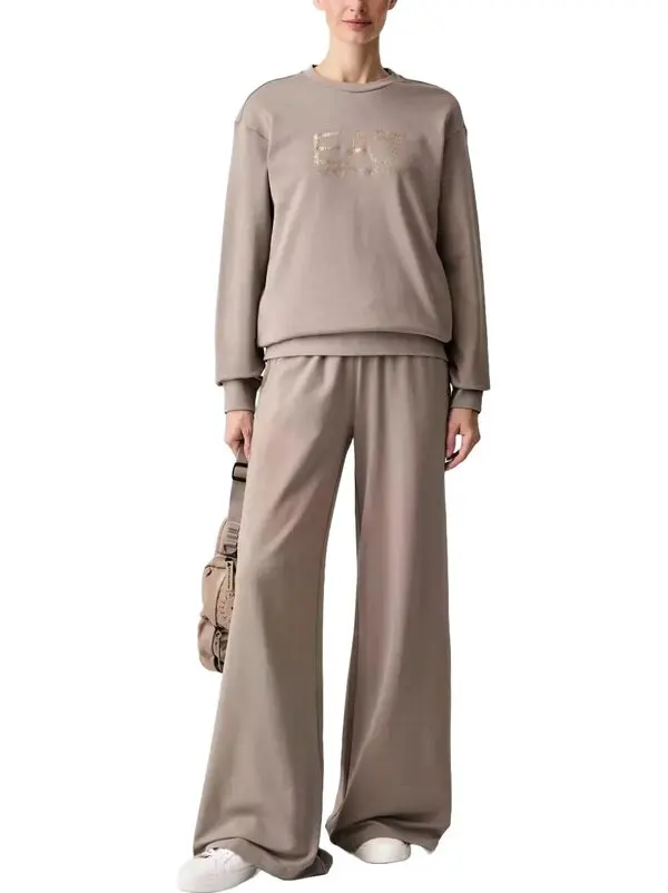 EA7 Logo-print Crewneck Sweatshirt - Neutrals