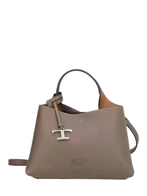 TOD'S Apa Leather Tote Bag - Grey