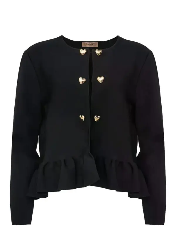 TWINSET Heart-hardware Peplum Cardigan - Black