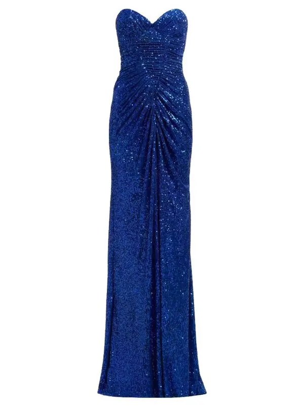 Elie Saab Sequin-embellished Draped Maxi Dress - Blue