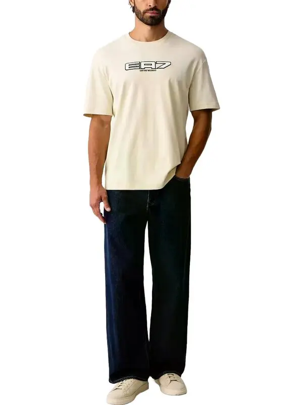 EA7 Logo-print Crew-neck T-shirt - Neutrals