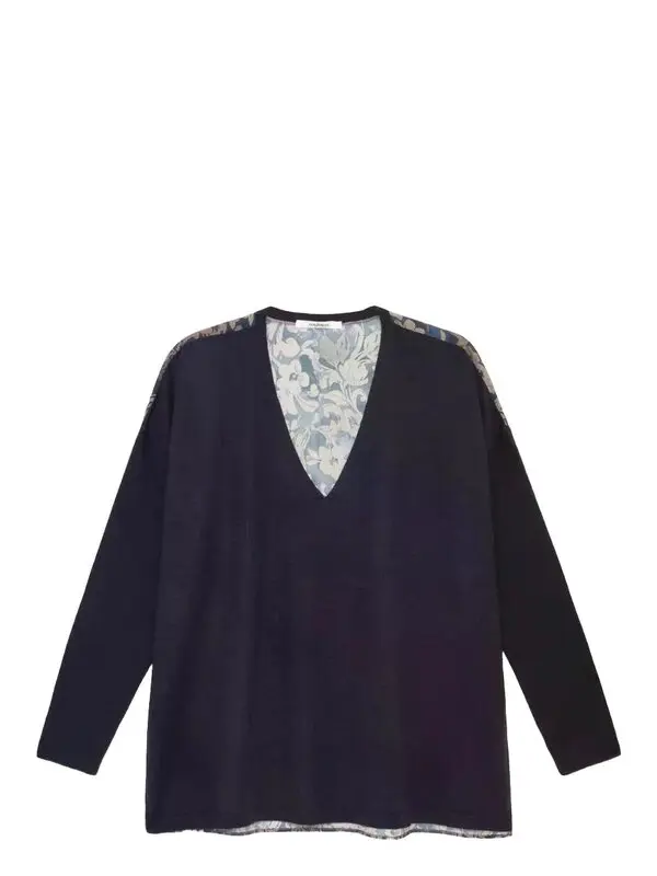 Malìparmi Floral-print V-neck Sweater - Blue