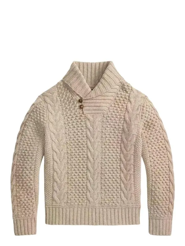 Ralph Lauren Cable-knit Shawl-collar Sweater - Neutrals