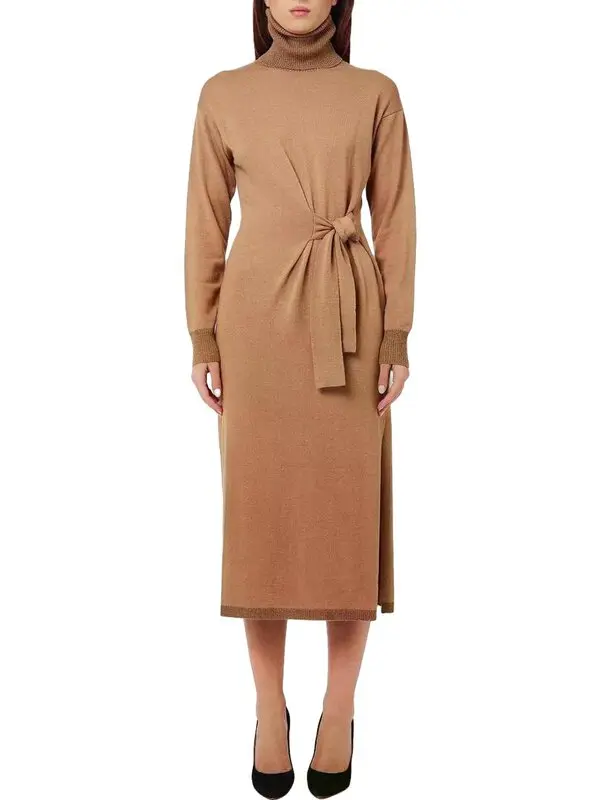 Liu Jo Roll-neck Belted Dress - Neutrals