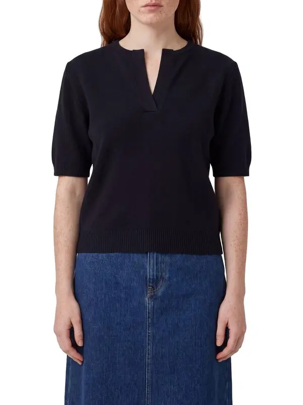 Pinko Wool And Cashmere Crewneck Jumper With Short Puff Sleeves - Black