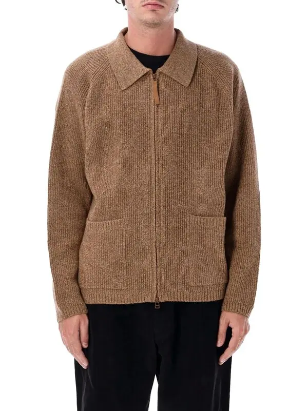 Universal Works Zip-up Polo Cardigan In Recycled Wool - Fa01