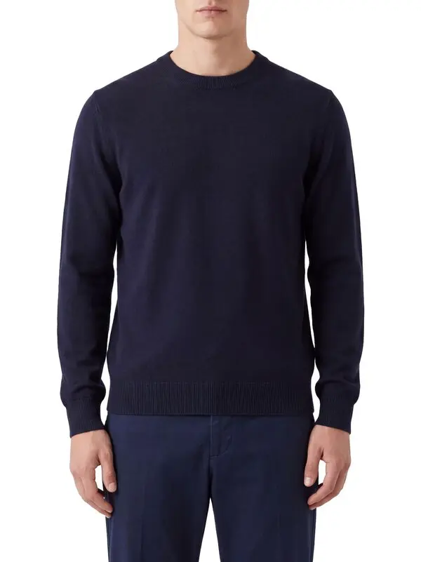PAOLO PECORA Crewneck Jumper In A Wool And Cashmere Blend With Long Sleeves - Blue