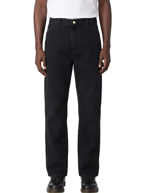 Carhartt Work In Progress Single Knee Wide-leg Trousers In Printed Organic Cotton Canvas - Black