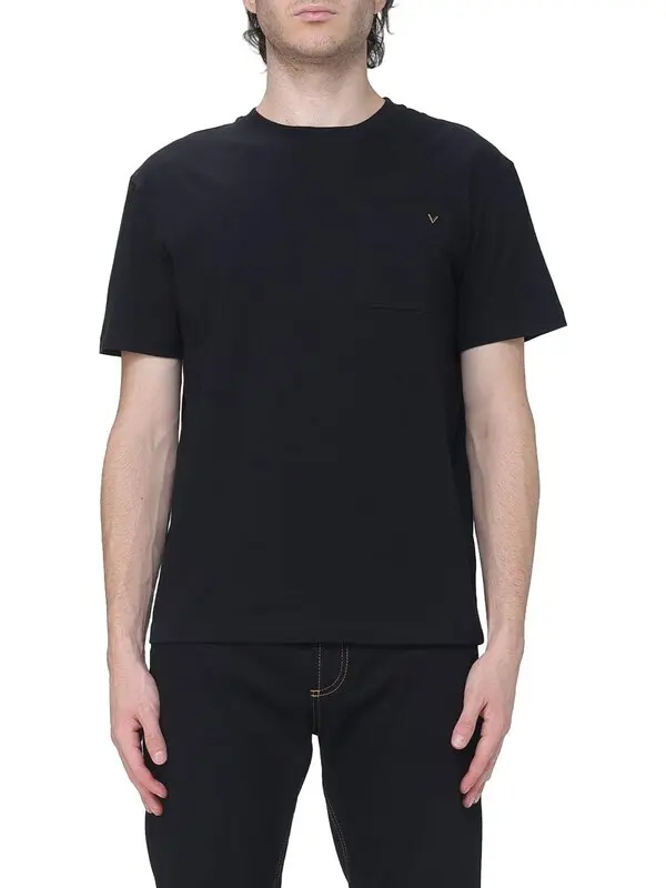 Valentino Garavani Cotton T-shirt With Pocket And Vlogo Signature Detail - Black