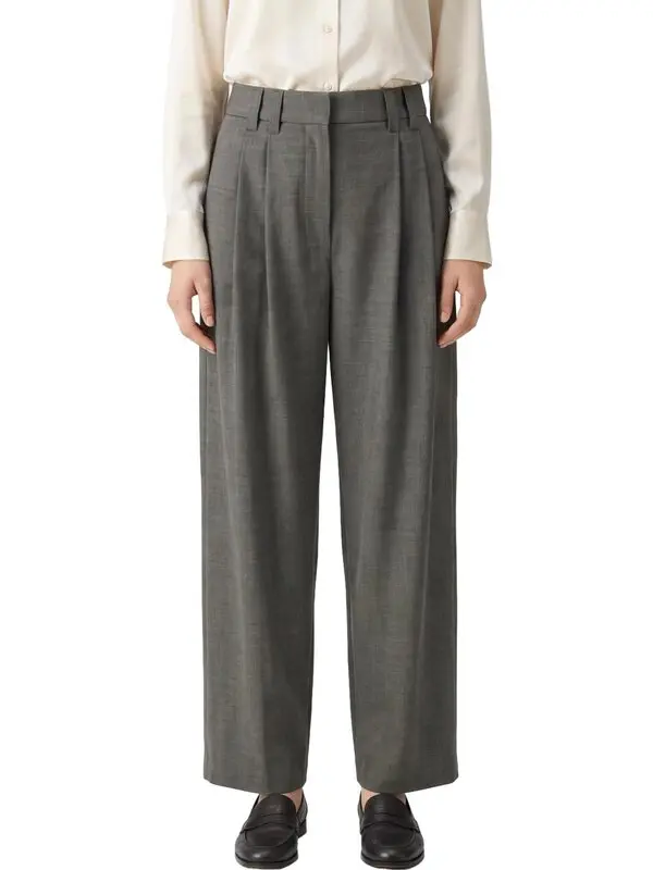 Brunello Cucinelli High-waisted Tailored Trousers In Wool Blend - Grey