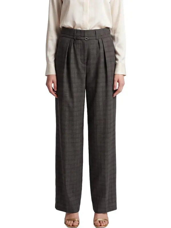 Dries Van Noten High-waisted Straight-leg Check Wool Trousers - Grey