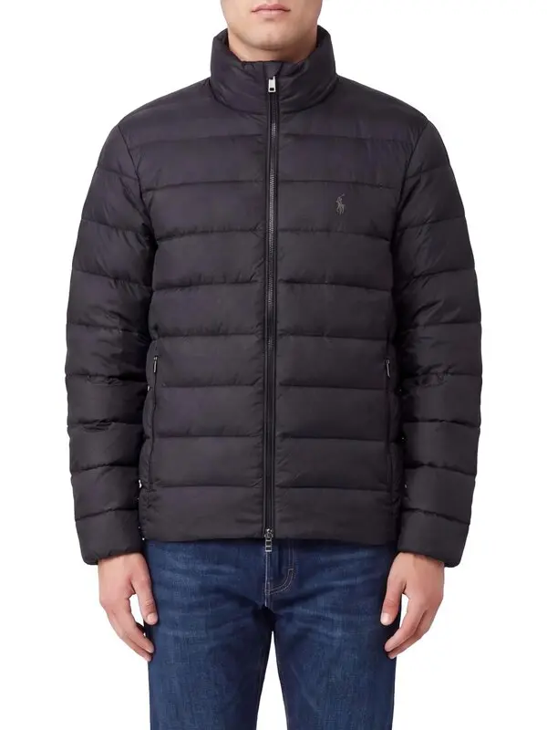 Polo Ralph Lauren Quilted Nylon Bomber Jacket With High Neck And Pony Logo - Black