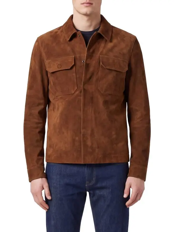 TOM FORD Suede Lambskin Shirt Jacket With Flap Patch Pockets - Brown