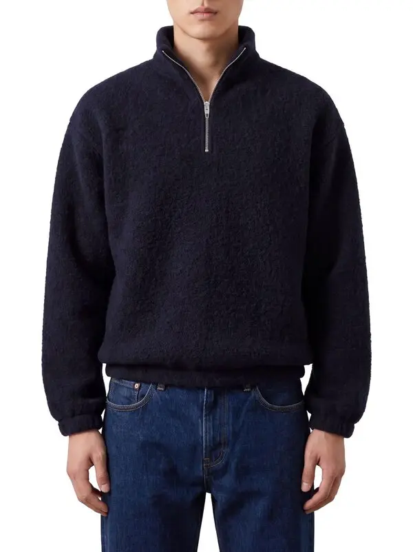 JIL SANDER High Neck Wool Blend Jumper With Half-zip Closure - Blue