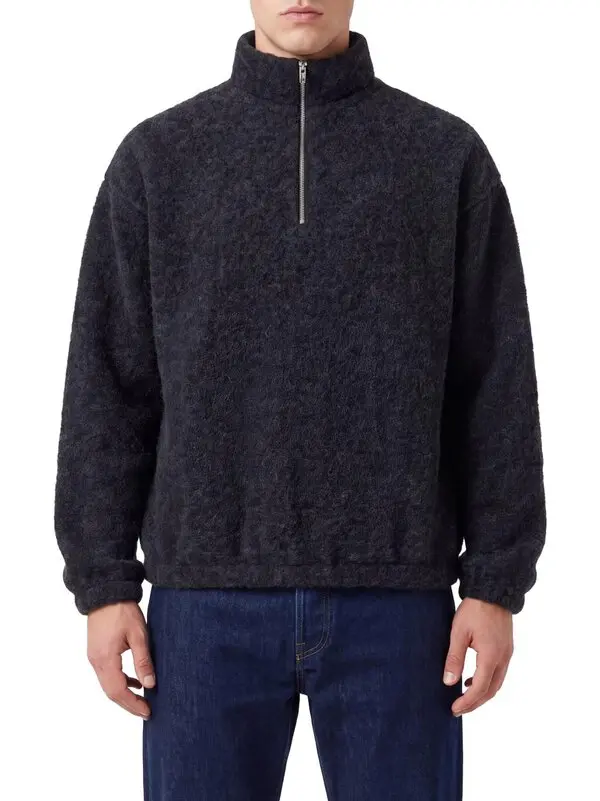 JIL SANDER High Neck Wool Blend Jumper With Half-zip Closure - Grey