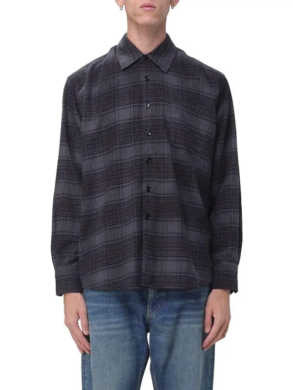 Our Legacy Relaxed Fit Tartan Check Cotton Shirt - Grey