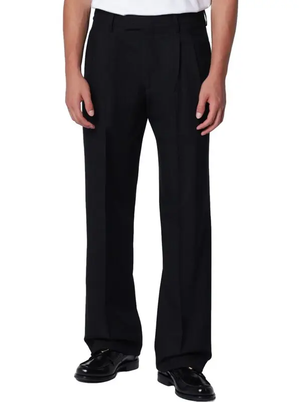 LARDINI Pinstriped Virgin Wool Tailored Trousers With A Straight-leg Cut - Blue