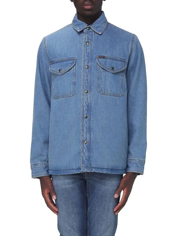 Filson Cotton Denim Shirt Jacket With Patch Pockets - Blue