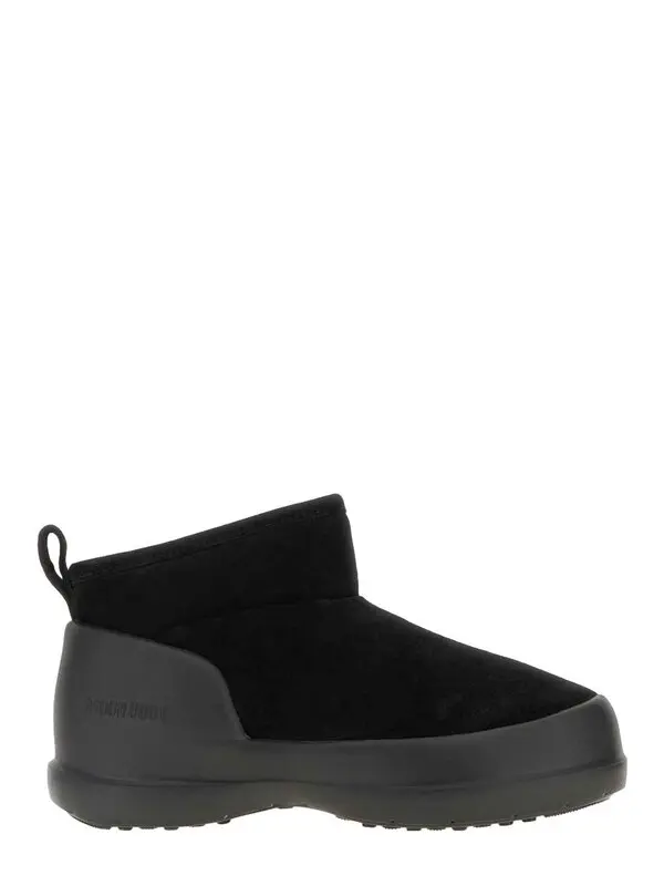 Moon Boot Mezzaluna Suede Snow Boots With Shearling Lining - Black