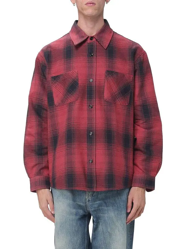 Our Legacy Relaxed Fit Check Cotton Shirt With Chest Patch Pocket - Red