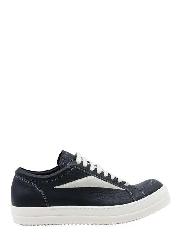 Rick Owens Low-top Trainers In Natural Grain Leather With Bicolour Design - Black