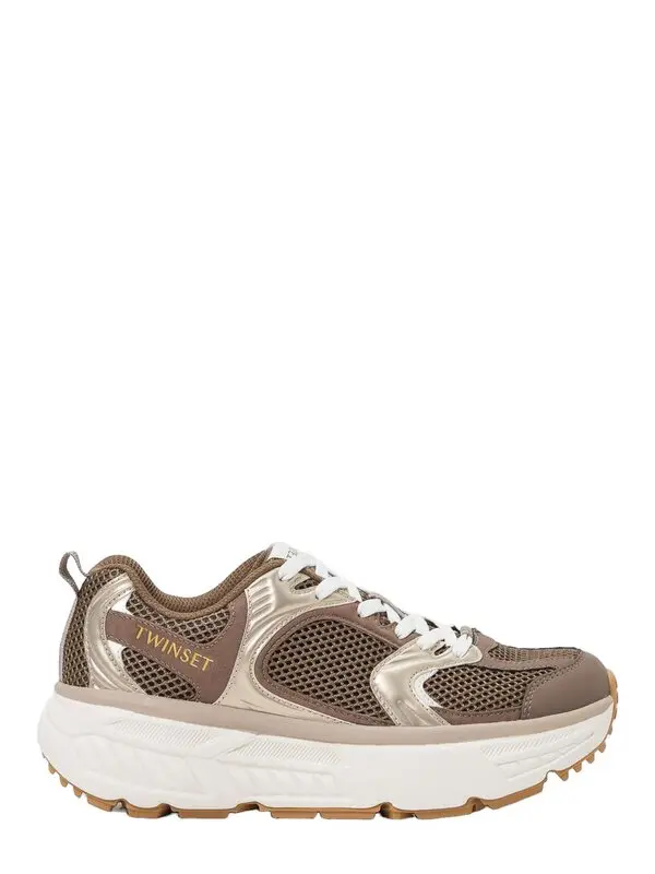 TWINSET Fessura X Technical Mesh Sneakers With Lug Sole - Kaki