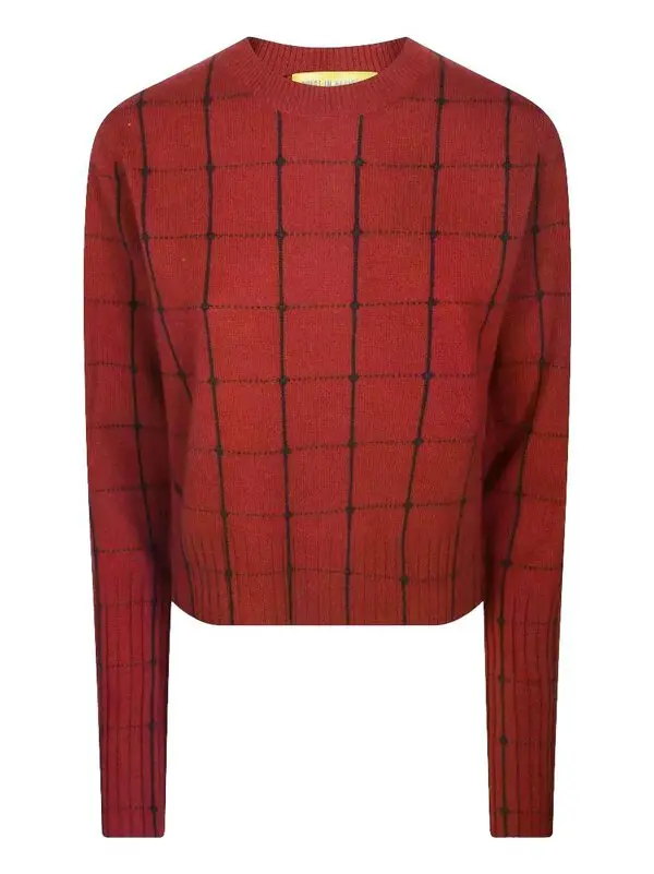 Guest In Residence Shrunken Checkered Sweater - Red