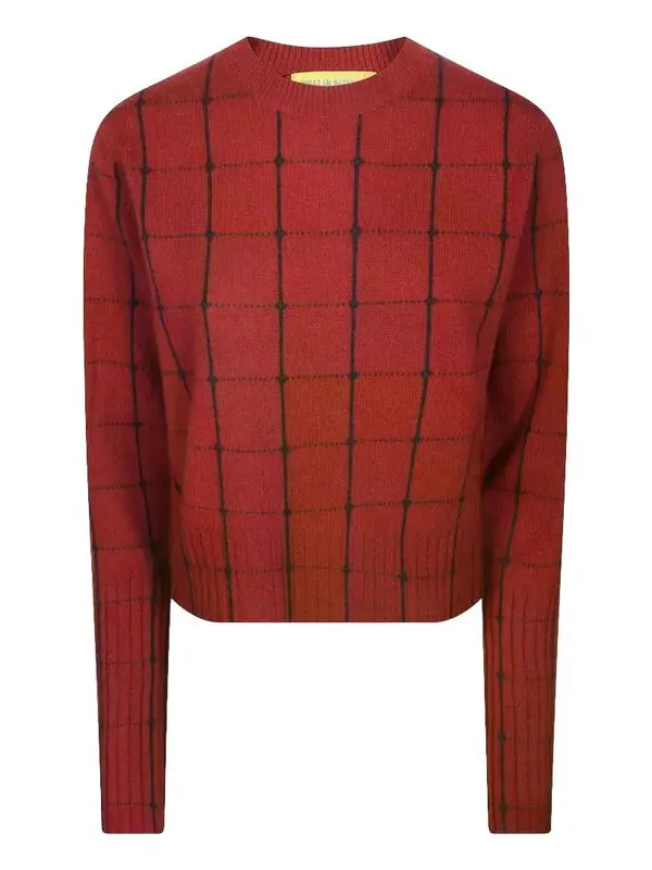 Guest In Residence Shrunken Checkered Sweater - Red