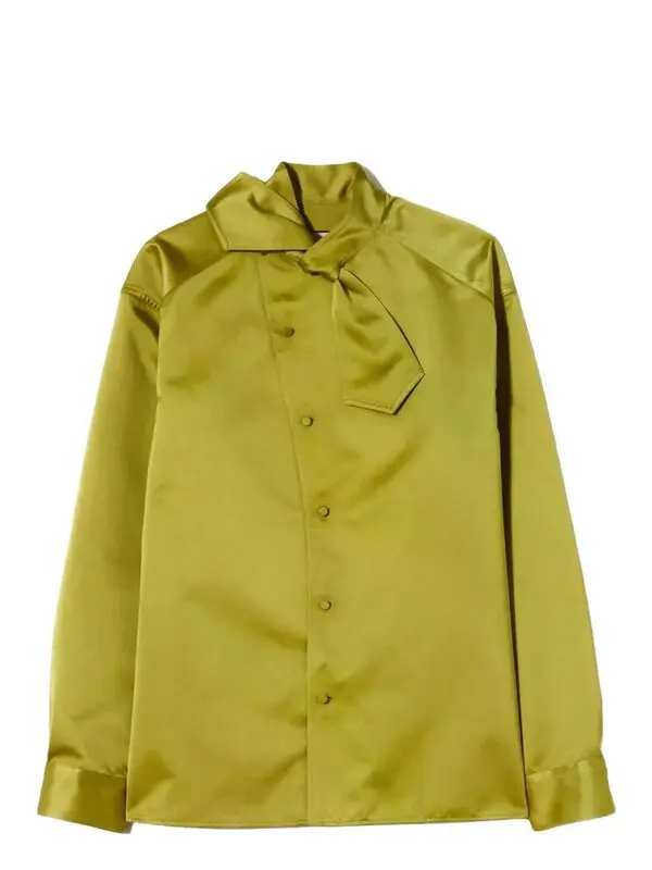 Plan C Bow-detail Long-sleeve Shirt - Green