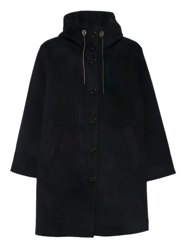 Aspesi Hooded Button-up Coat - Blue