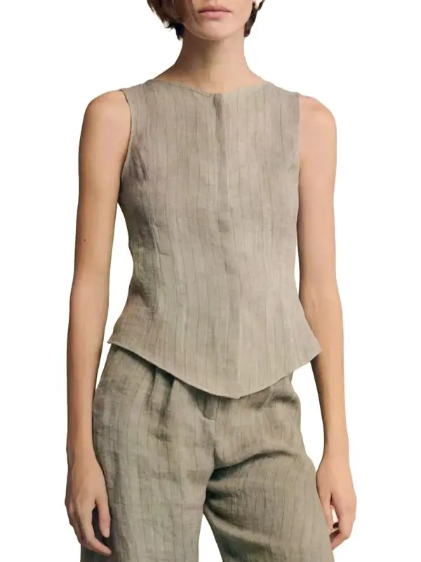 CORTANA Lupe Striped Linen Waistcoat - Neutrals