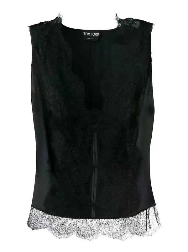 TOM FORD Stretch Lace Tank Top - Black