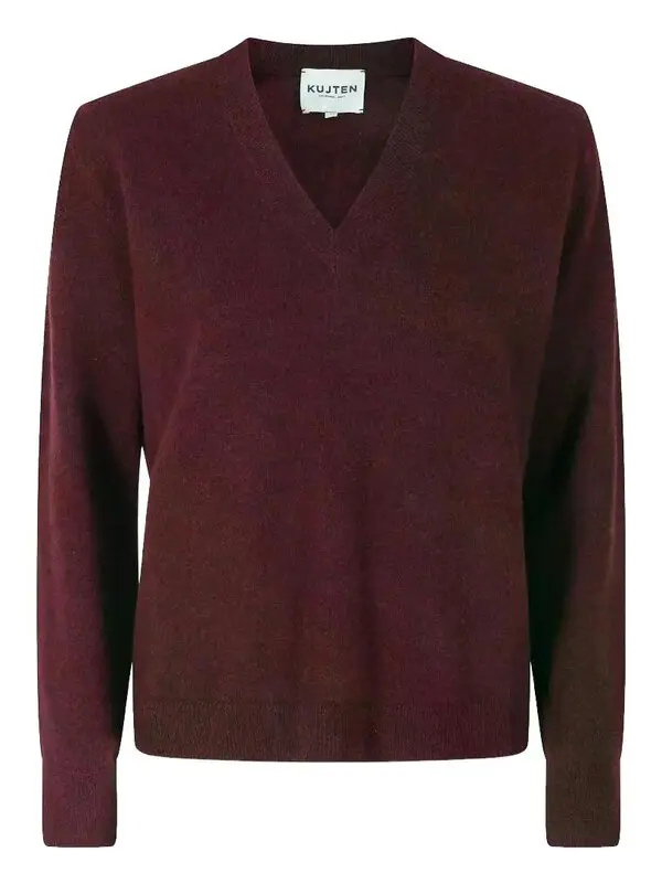 KUJTEN Lita V-neck Cashmere Sweater - Red