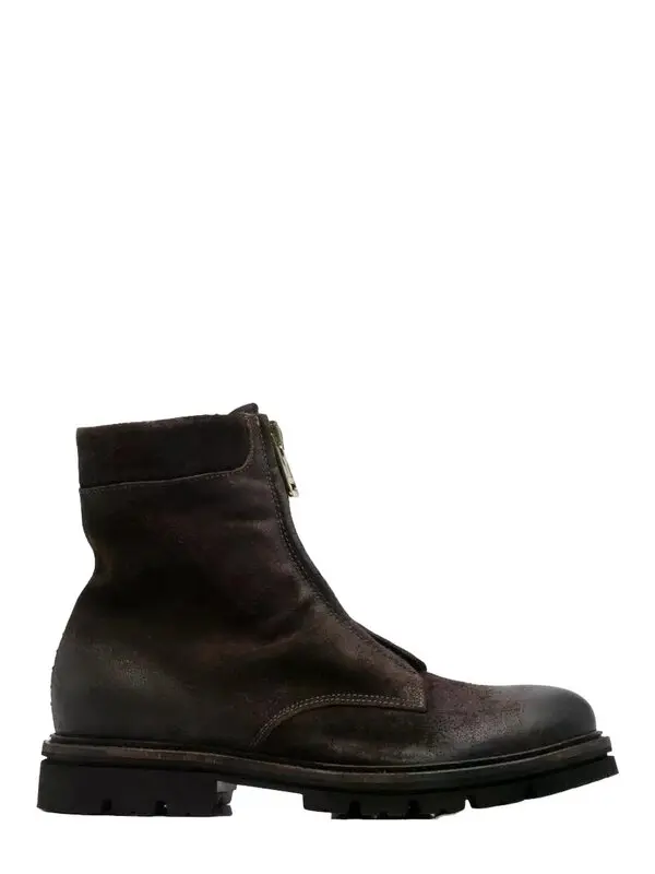 A.S.98 Front-zip Leather Boots - Brown